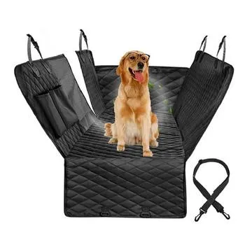 CWD007 LUXURY CAR DOG SEAT COVER WITH MESH WINDOW & STORAGE POCKETS - BLACK