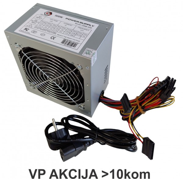 GMB-500-12 bez kutije ** Gembird napajanje 500W 12cm FAN, 20+4pin, 4pin12V, 2xSATA 2xIDE 4-pin (942)