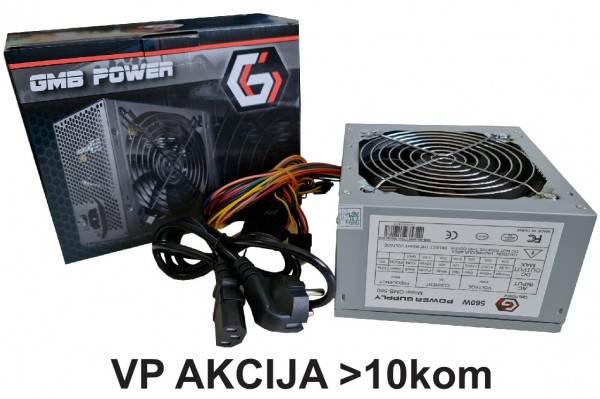 GMB-560-12 sa kutijom ** Gembird napajanje 560W 12cm FAN, 20+4pin, 2xSATA 2xIDE 4-p. (1065)