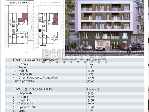 Eksluzivna novogradnja u Čairu, duplex (prizemlje i galerija) trosoban, 74 m2