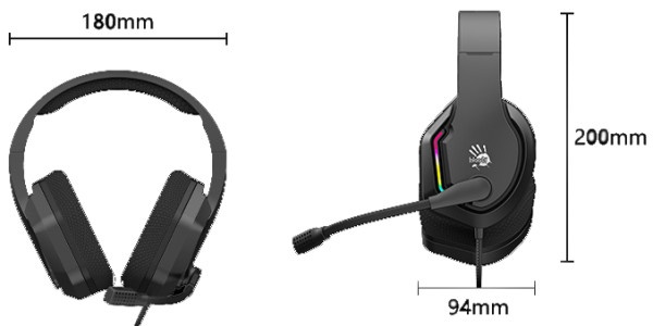 A4-G260 A4Tech Bloody gejmerske slusalice sa mikrofonom, 7.1 SURROUND, 50mm/16ohm, RGB, USB BLACK