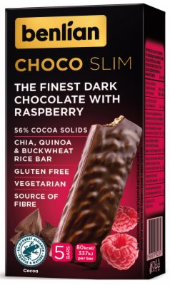 BAR BEZ GLUTENA CHOCO SLIM MALINA 56% BENLIAN 80G