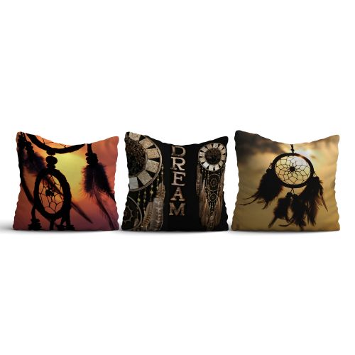 HMI-KIR-104 Multicolor Cushion Cover Set (3 Pieces)