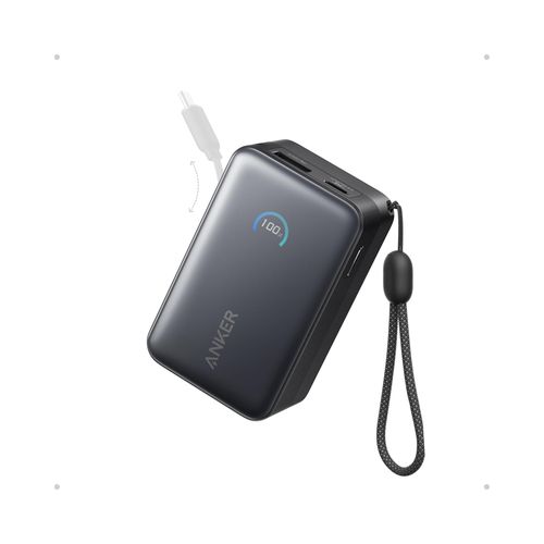 Anker Nano 10000mAh, 45W, sa ugrađenim USB-C kablom na izvlačenje, Power Bank crni