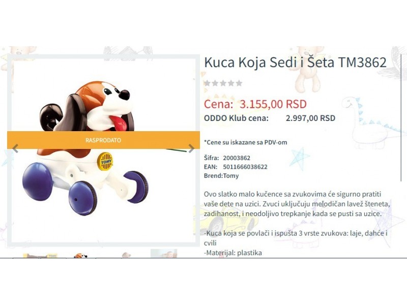Tomy kuca koja sedi i šeta TM3862 PROŠETAJTE KUCU!