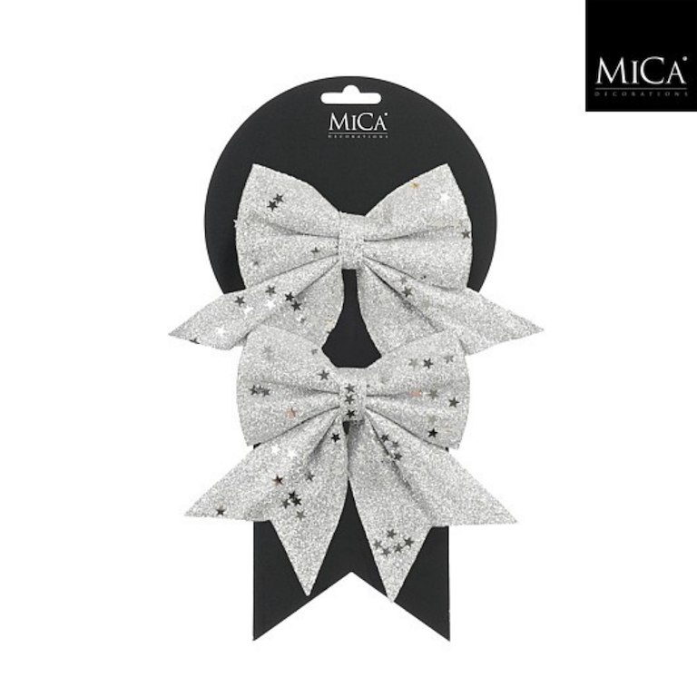 NG dekoracija - BOW SET 2pcs 13cm 1181194 - Silver - EDL