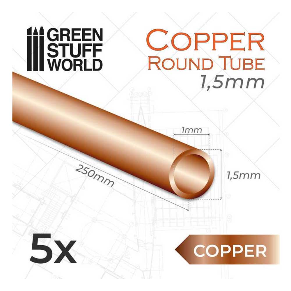 Round Copper tube 1,5mm (pack x5)