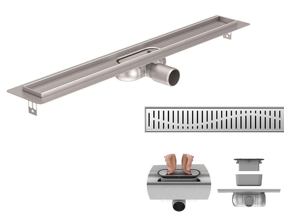 Aco kanalica za tuš kabinu montaža do zida dužine 885mm 9010.88.45