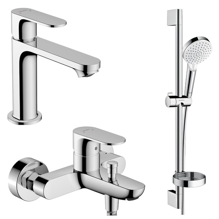 Hansgrohe set Rebris S slavina za umivaonik 72517000; slavina za kadu 72440000 klizna sipka set 26553400