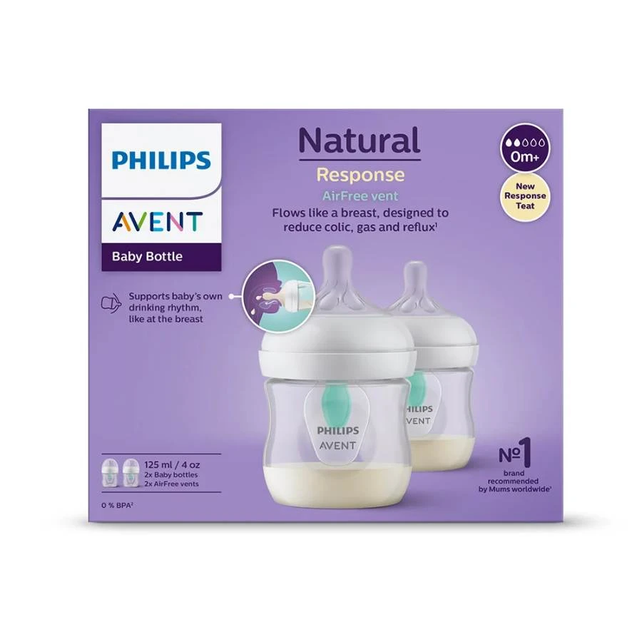 AVENT Flašica Natural Response Anti-Colic sa Air Free Otvorom 0m+ 2x125 mL