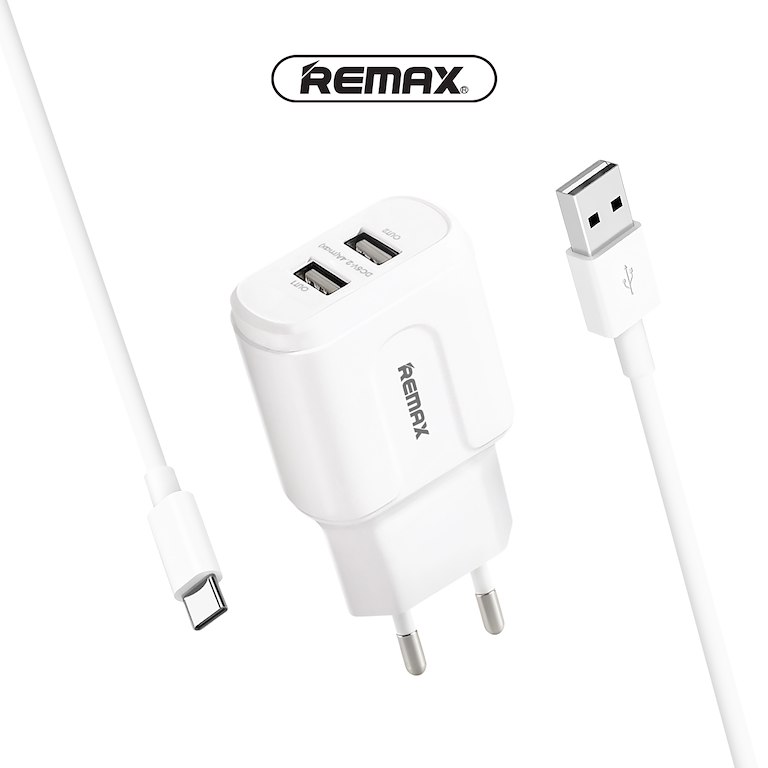 Punjač REMAX RP-U22 2XUSB 2.4A + Type-C USB cable