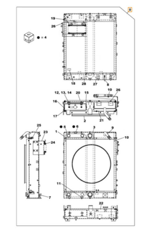Case KNH10450 radijator za hlađenje motora za Case CX130B CX160B CX180B bagera