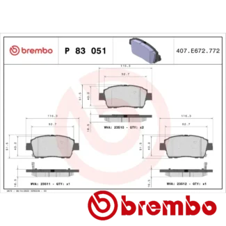 Kočione pločice prednje P Toyota Yaris 00- Brembo