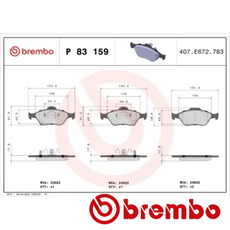 Kočione pločice prednje TOYOTA YARIS 1.5 101 111 112 03.12-06.20 Brembo