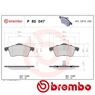Kočione pločice prednje VW Multivan 2.5 TDI 95-15 Brembo