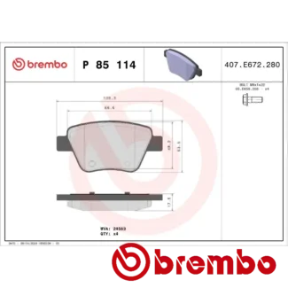 Kočione pločice zadnje AUDI A1 A3 1.2-2.5 TDI 02.03-07.19 Brembo