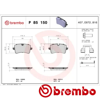 Kočione pločice zadnje Audi A4 B8 A6 C7 Porsche Macan 2.0 TDI 2010-2018 Brembo