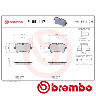 Kočione pločice zadnje AUDI A4 B9 A7 A8 D4 2.0-6.3 204-520 11.09- Brembo