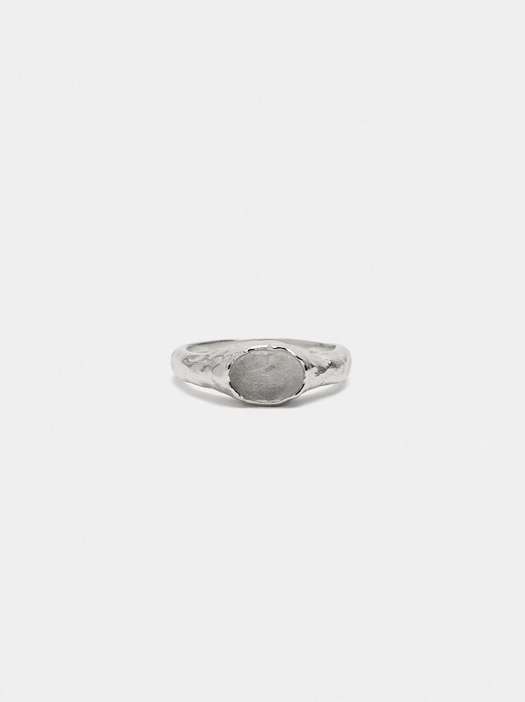 SIGNET RING WITH STONE - SILVER PLATED