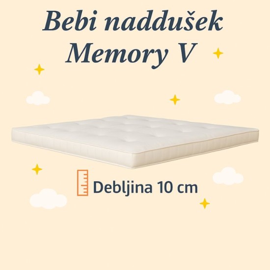 Bebi naddušek Memory V – Maksimalna udobnost i potpora za bebe
Bebi naddušek Memory V – Maksimalna udobnost i potpora za bebe
Moguće opcije
Moj nalog
Newsletter