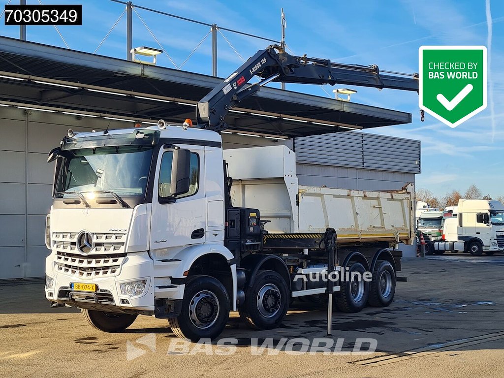 Mercedes-Benz Arocs 3240 8X4 HIAB X-HIDUO 188 E-2 Kran Crane 3-side tipper Big kiper