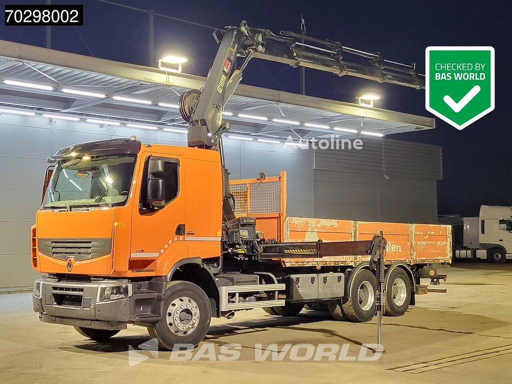Renault Premium 430 Lander 6X4 211 EP-4 HIDUO Kran Crane Automatic Airco kamion s ravnom platformom