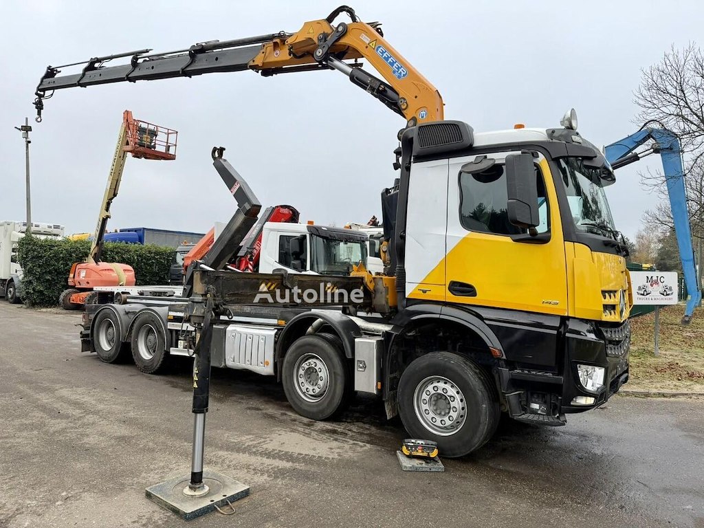 Mercedes-Benz AROCS 4143 8X4 WAF HOOKLIFT + CRANE EFFER 395 4S + ROTATOR + RAD kamion rol kiper