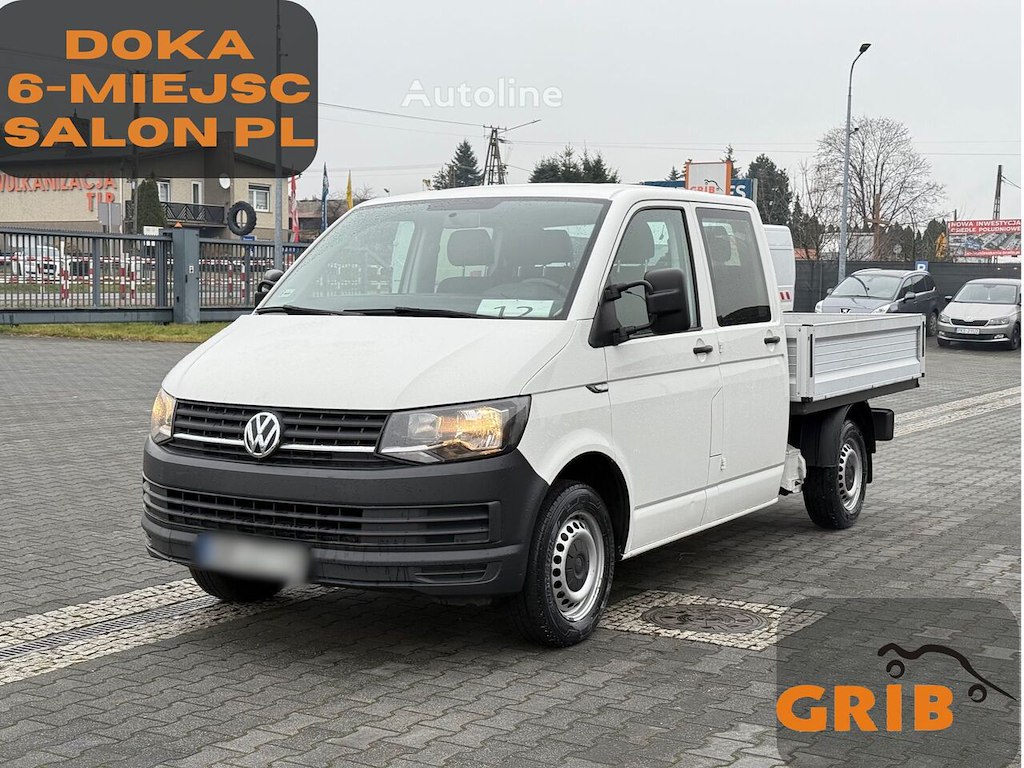 Volkswagen Transporter T6 Doka Brygad&#xF3;wka 6-miejsc Skrzynia Salon PL, Jeden kamion s ravnom platformom &lt; 3.5t