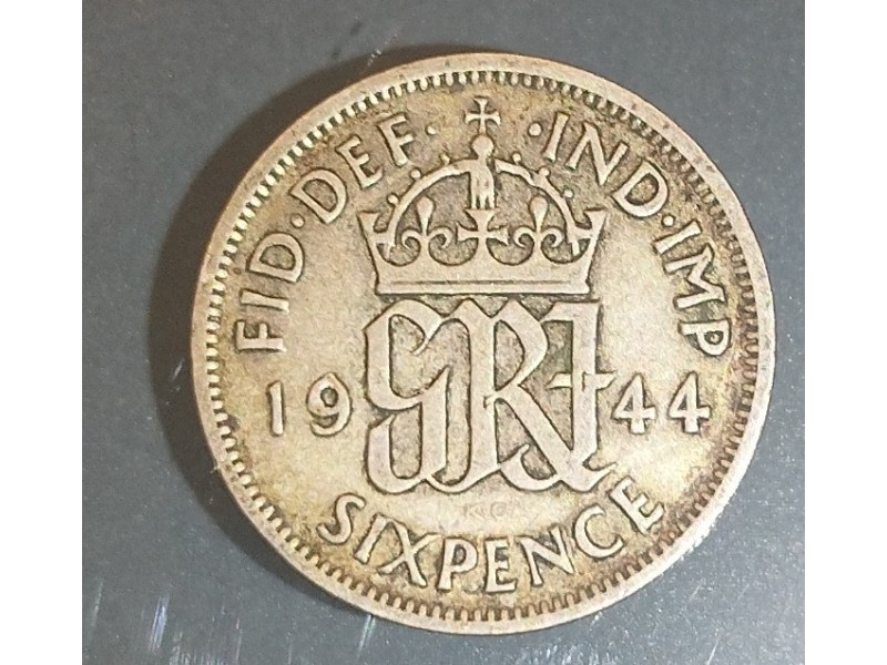 C5 6 pence Velika Britanija 1944 srebrnjak 2,83g srebro