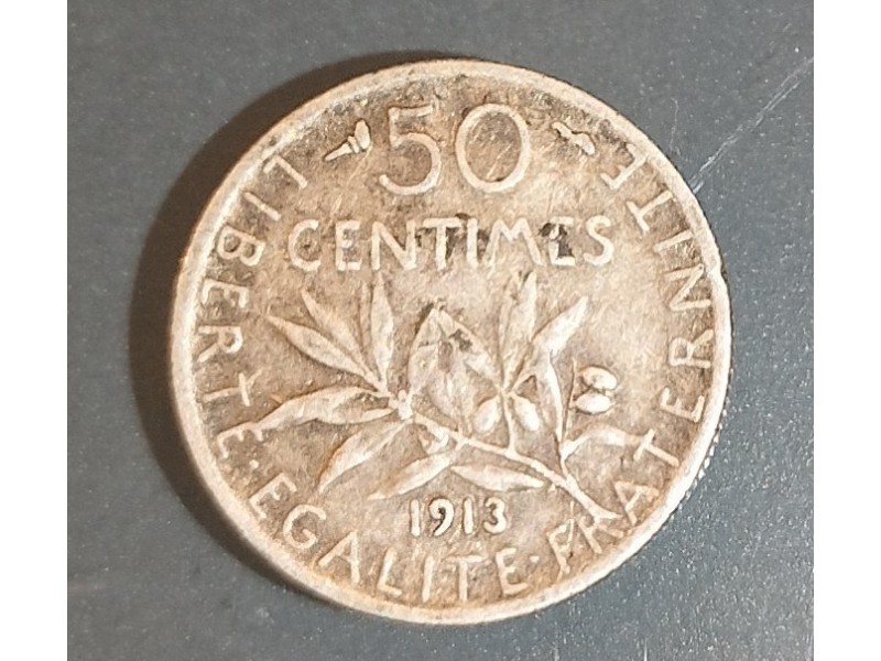C37 50 centimes Francuska 1913 srebrnjak 2,5g srebro