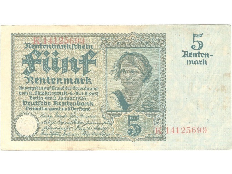 Nemacka 5 rentenmark 1926