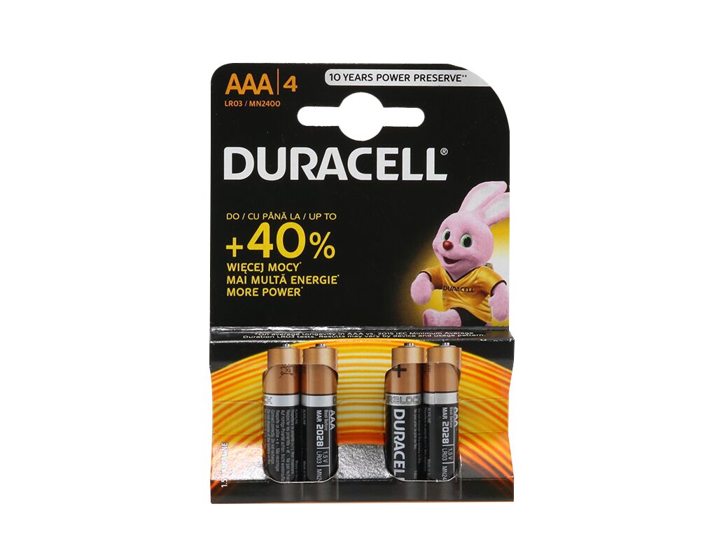 Baterija alkalna 1.5V AAA LR3 blister 4/1 Duracell (MS)