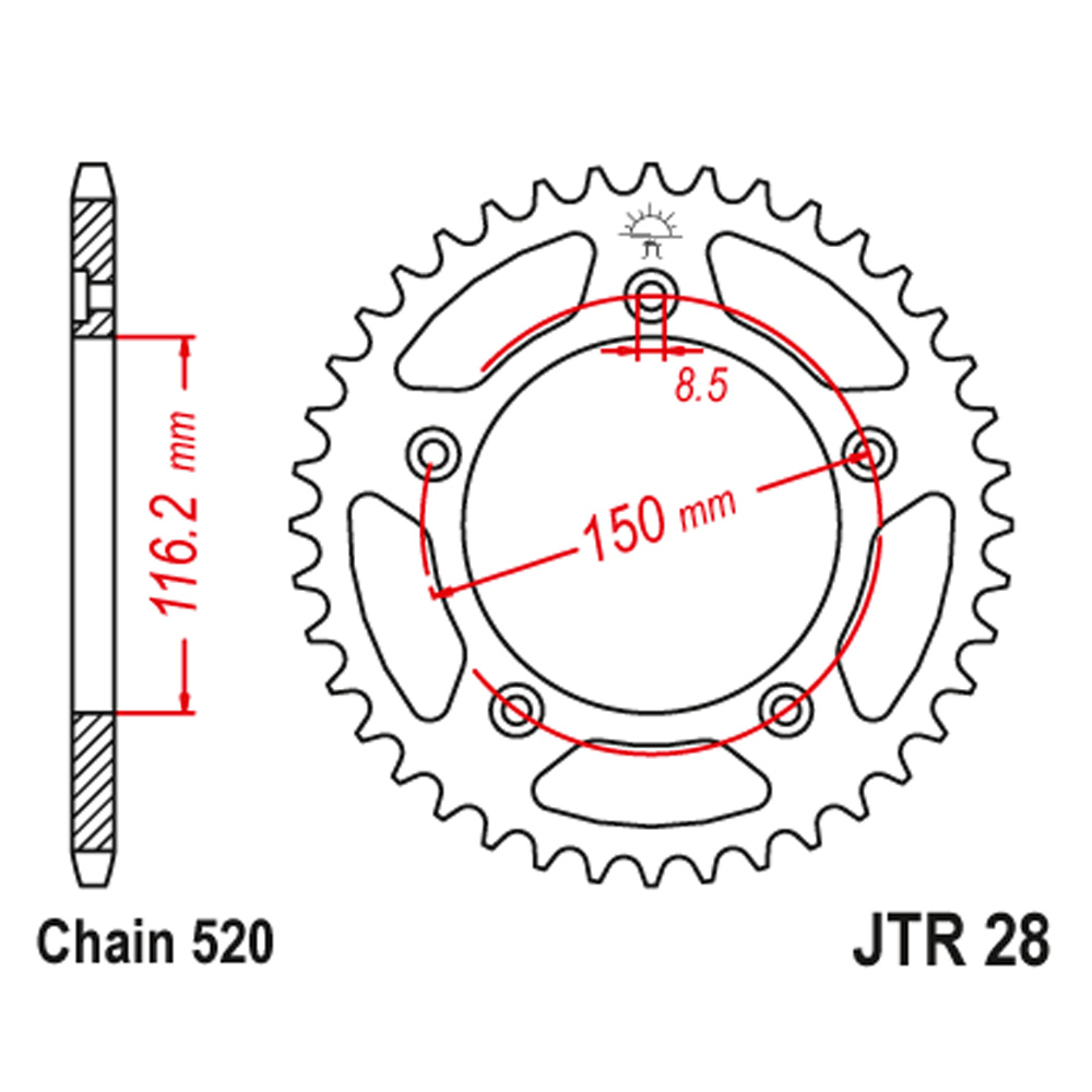 Zadnji lančanik JT JTR28-42 (520) 42 zuba Aprilia RS 250