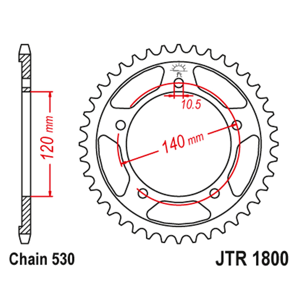 Zadnji lančanik JT JTR1800-40-50-35052 (530) 40 zuba