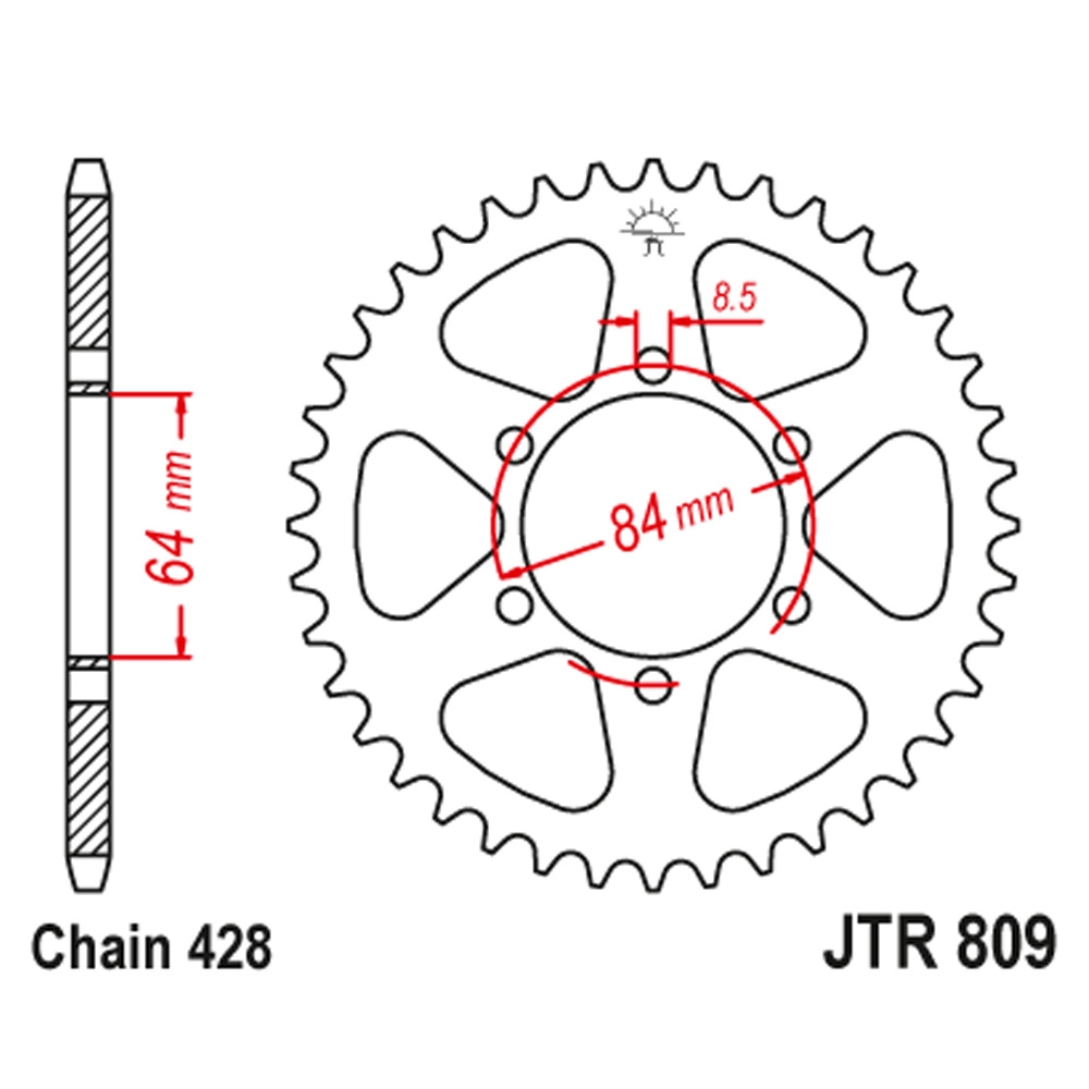 Zadnji lančanik JT JTR809-49 (428) 49 zuba Sprint Pulser 125