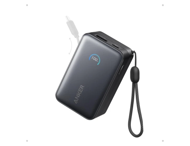 Anker Nano Power Bank 10000mAh 45W sa ugrađenim USB-C kablom na izvlačenje crni