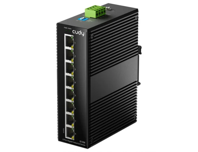 Cudy IG1008 gigabitni industrijski svič - 8x gigabitni portovi, oklopljen, redundantno dvostruko napajanje, IP40