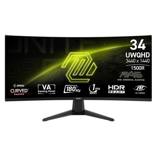 MSI 34″ MAG 346CQ UWQHD 21:9 180Hz VA 1500R Gaming Monitor
