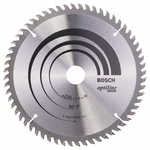 BOSCH List kružne testere Optiline Wood 235x2,8 / 1,8x30 / 25 mm, Z=60, ATB 2608641192ID: EK000791301