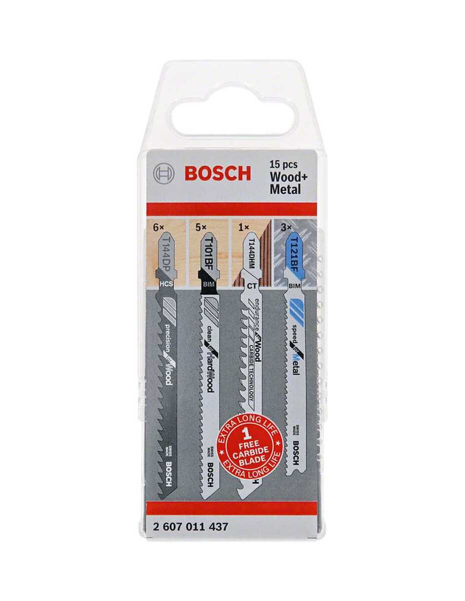 BOSCH Set od 15 listova ubodne testere za drvo i metal Wood and Metal s T-prihvatom 2607011437ID: EK000793345