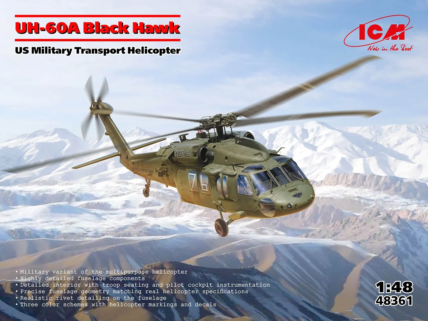 ICM 1/48 UH-60A Black Hawk US Military Transport Helicopter