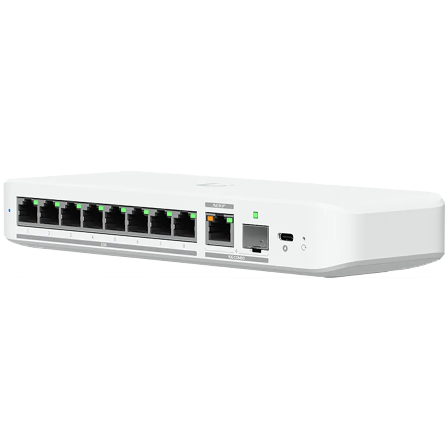 Ubiquiti switch USW-FLEX-2.5G-8-POE 8-port 2.5 GbE PoE++, 10 GbE PoE+++ input port for power / SFP+ port combo