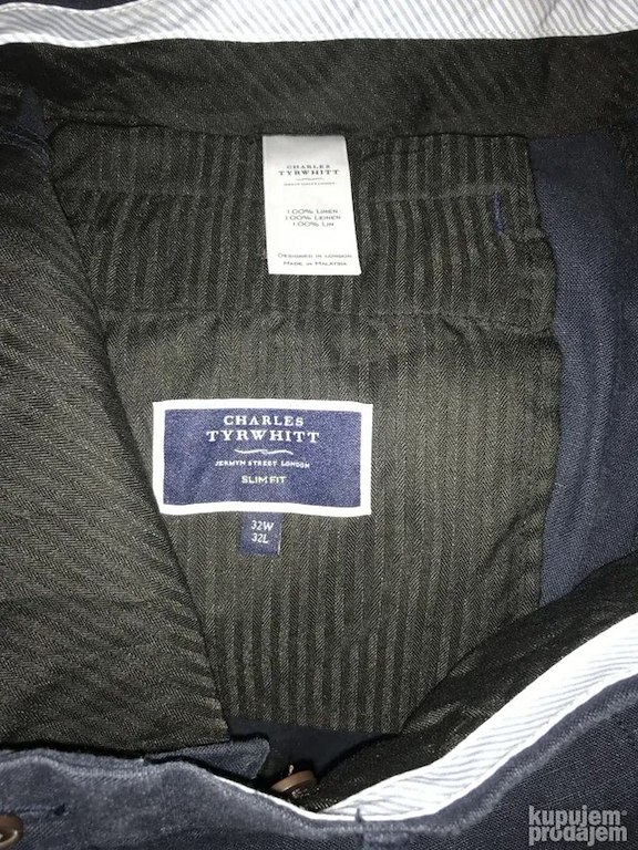 Original Charles Tyrwhitt Lan pantalone 33 100% Line Polustruk 44cm