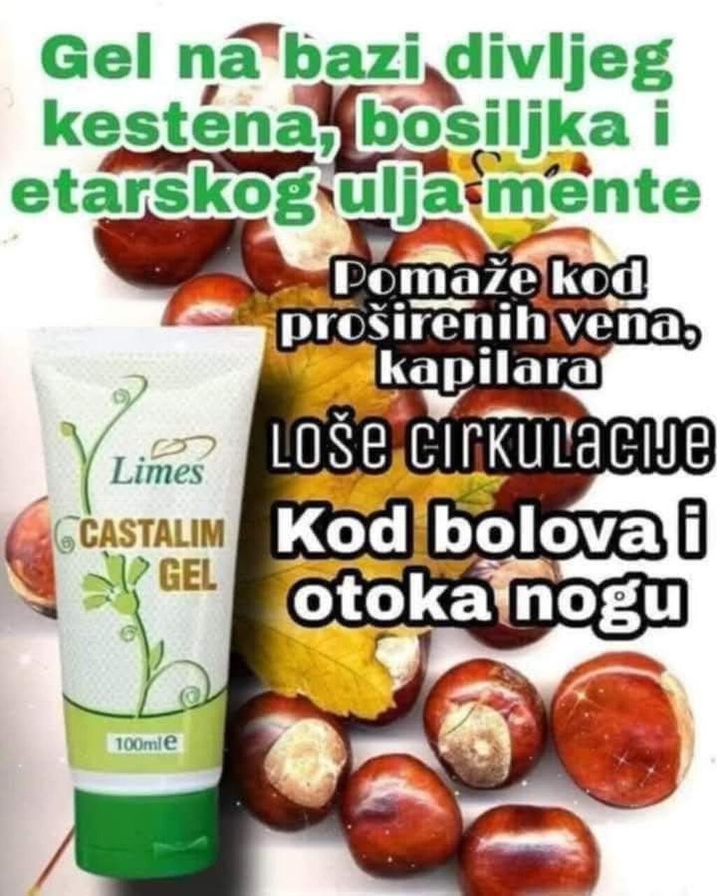 Limes Castalim Gel – 100 ml - Gel na bazi divljeg kestena, bosiljka i