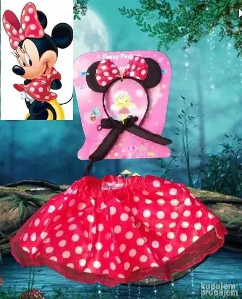 Mini Maus za devojcice Minnie Mouse Set suknjica i rajf za uzrast od 3