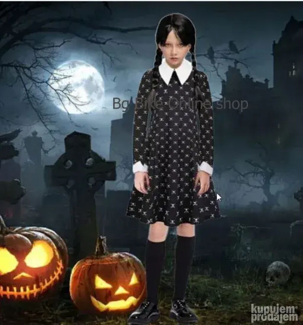 Wednesday Adams family haljina kostim Sreda školskaSa kragnicom i