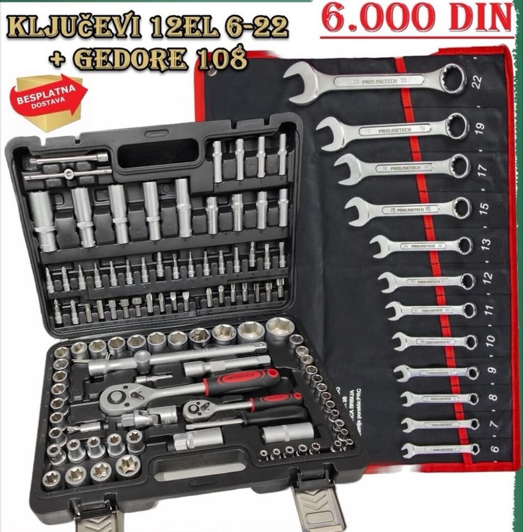 Komplet alata: set nasadnih ključeva 108 delova + set