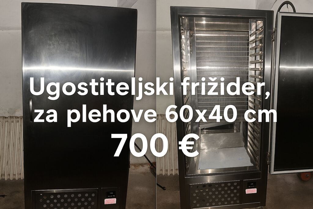 Ugostiteljski frižider od nerđajućeg čelika, namenjen za plehove