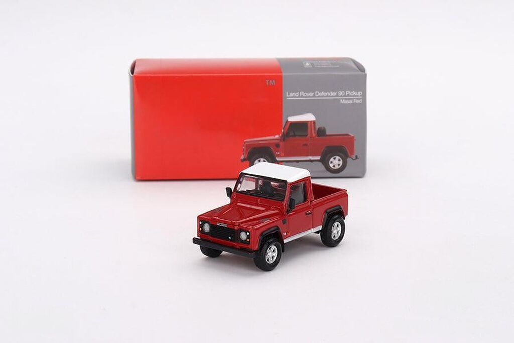    Land Rover Defender 90 Pickup – Masai Red – 1:64 – Mini GT Detaljan