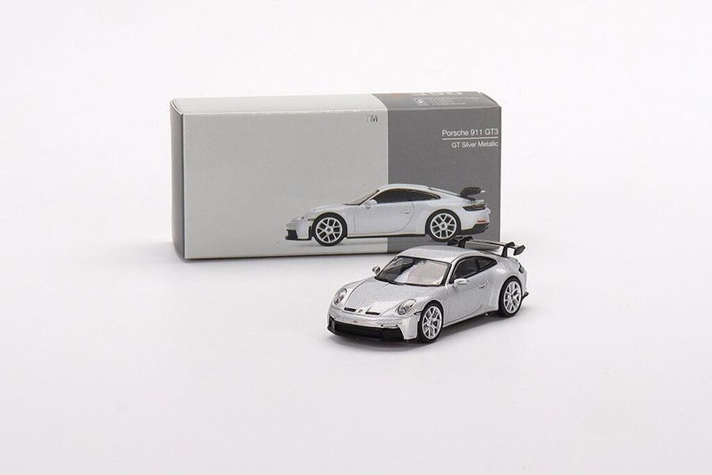 ⚪ Porsche 911 (992) GT3 GT – Silver Metallic – 1:64 – Mini GT (MiJo